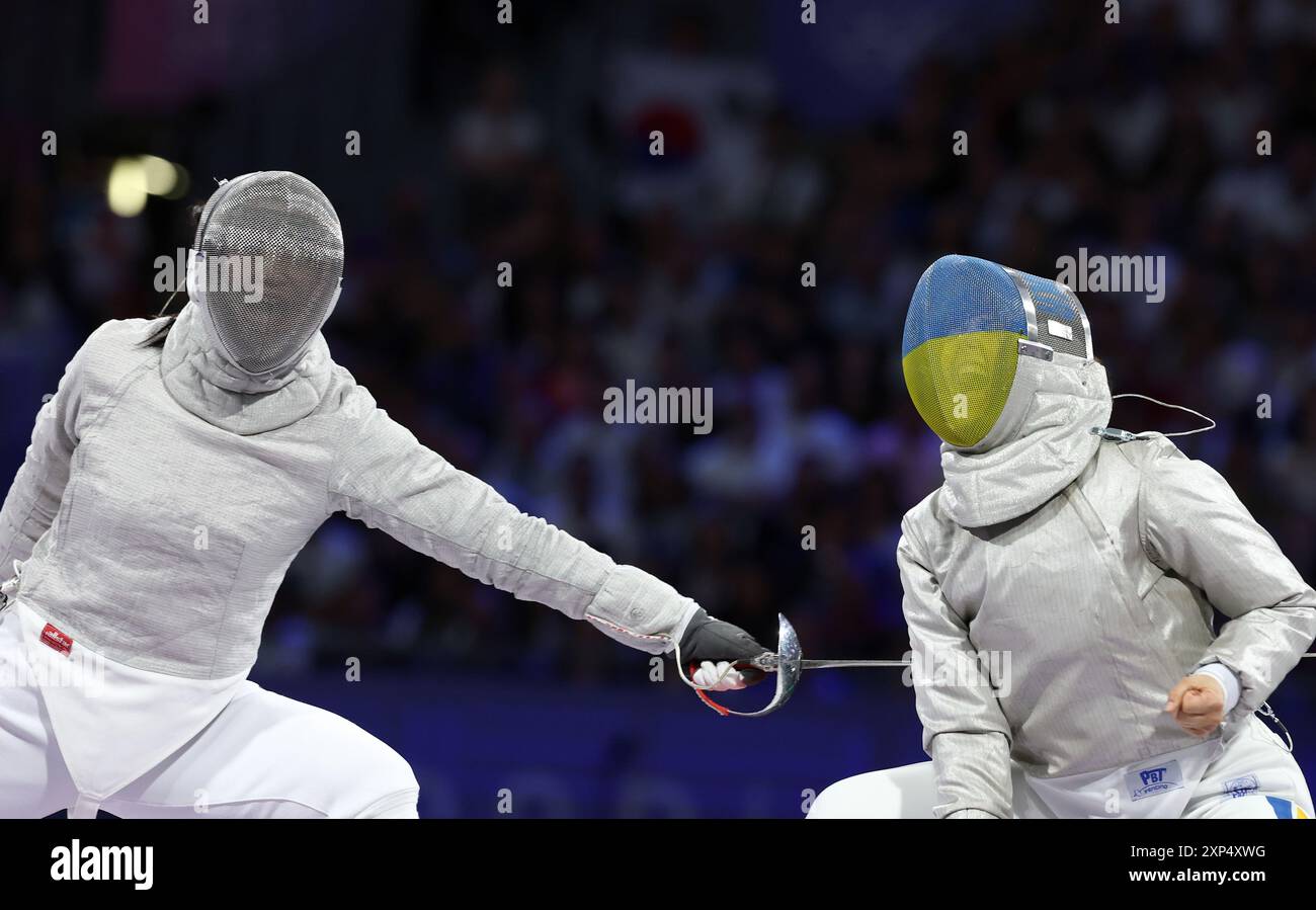 Paris, France. 03rd Aug, 2024. Olympic Games, Paris 2024, sabre team ...