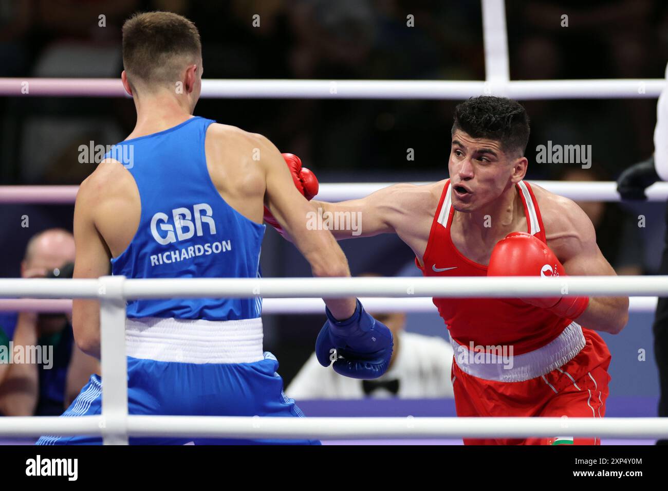 Great Britain's Lewis Richardson (left) and Jordan's Zeyad Eashash ...