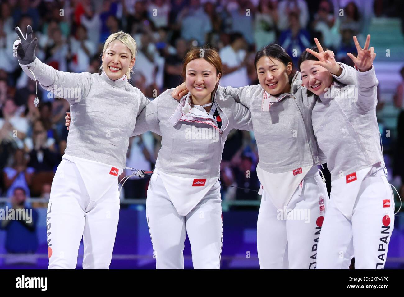 Paris, France. 3rd Aug, 2024. (L to R) Misaki Emura, Seri Ozaki ...