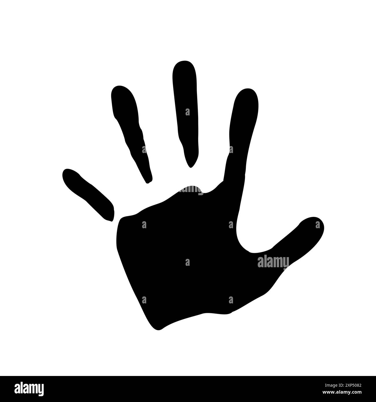 Hand paint print, isolated white background. Black human palm and ...