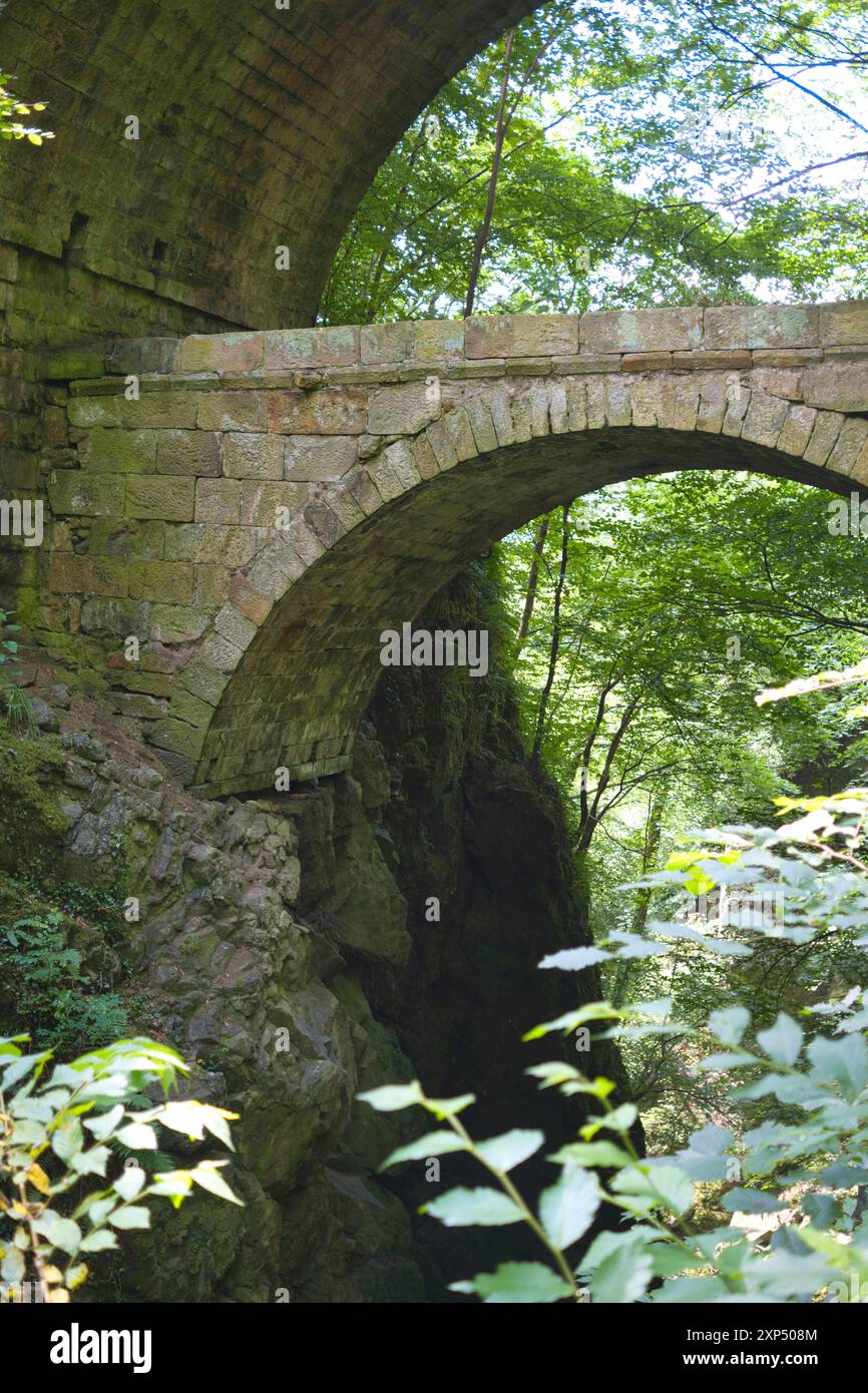 Rumbling Bridge an unusual double bridge in Scotland Stock Photo - Alamy