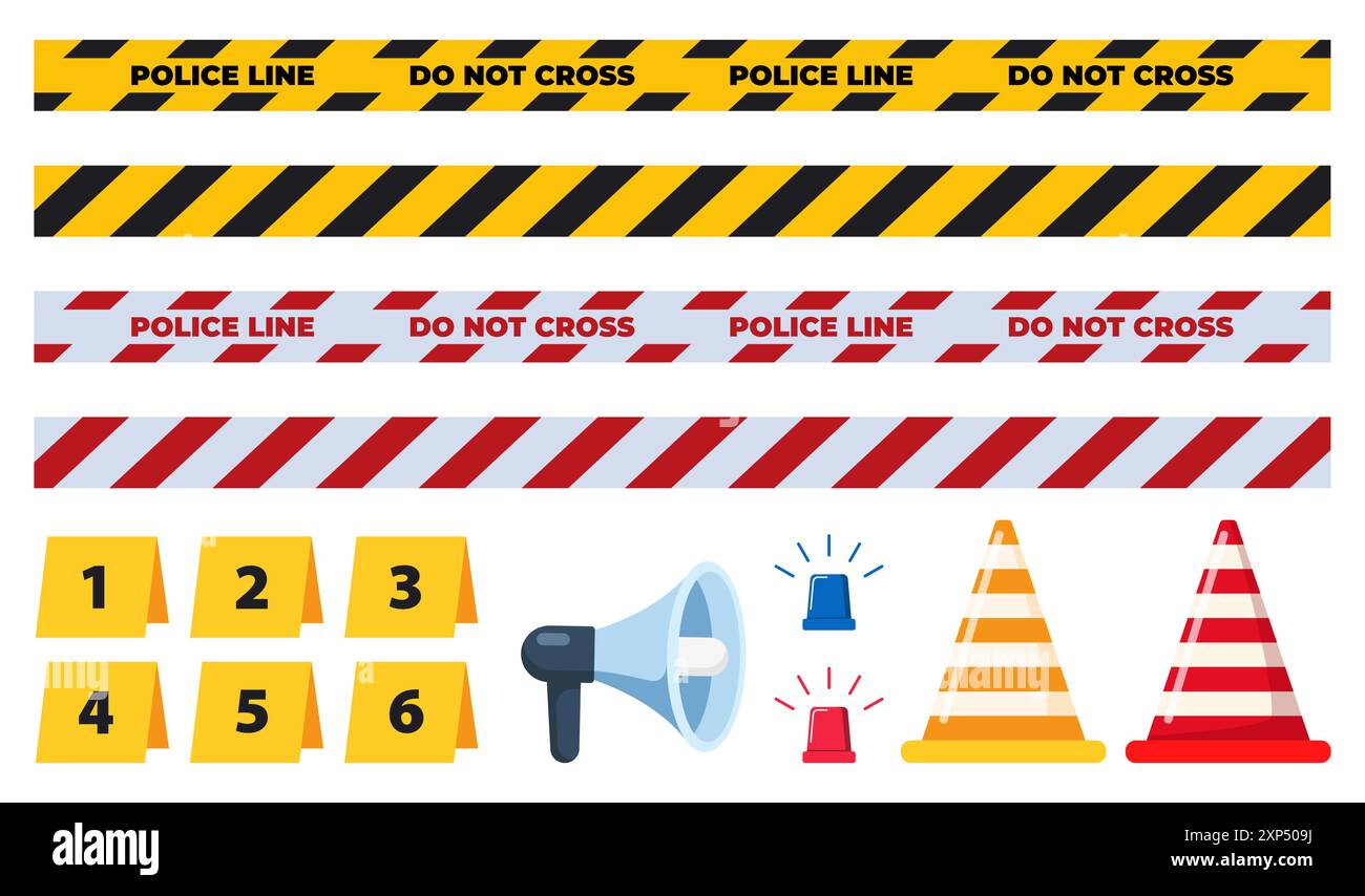 Crime scene icon set. Police detective equipment. Criminology Police ...