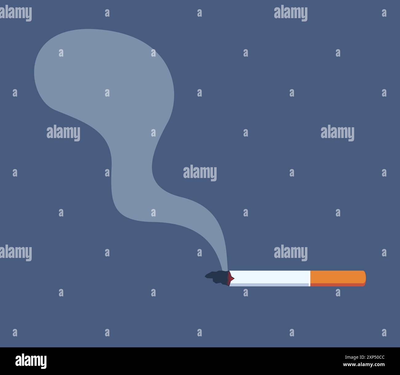 Smoldering cigarette with a smoke. Simple flat style vector ...