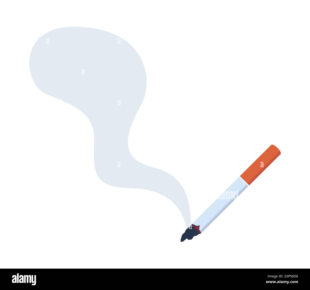 Smoldering cigarette with a smoke. Simple flat style vector ...