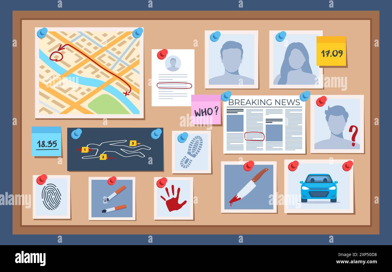 Criminal detective board vector wall map hi-res stock photography and ...