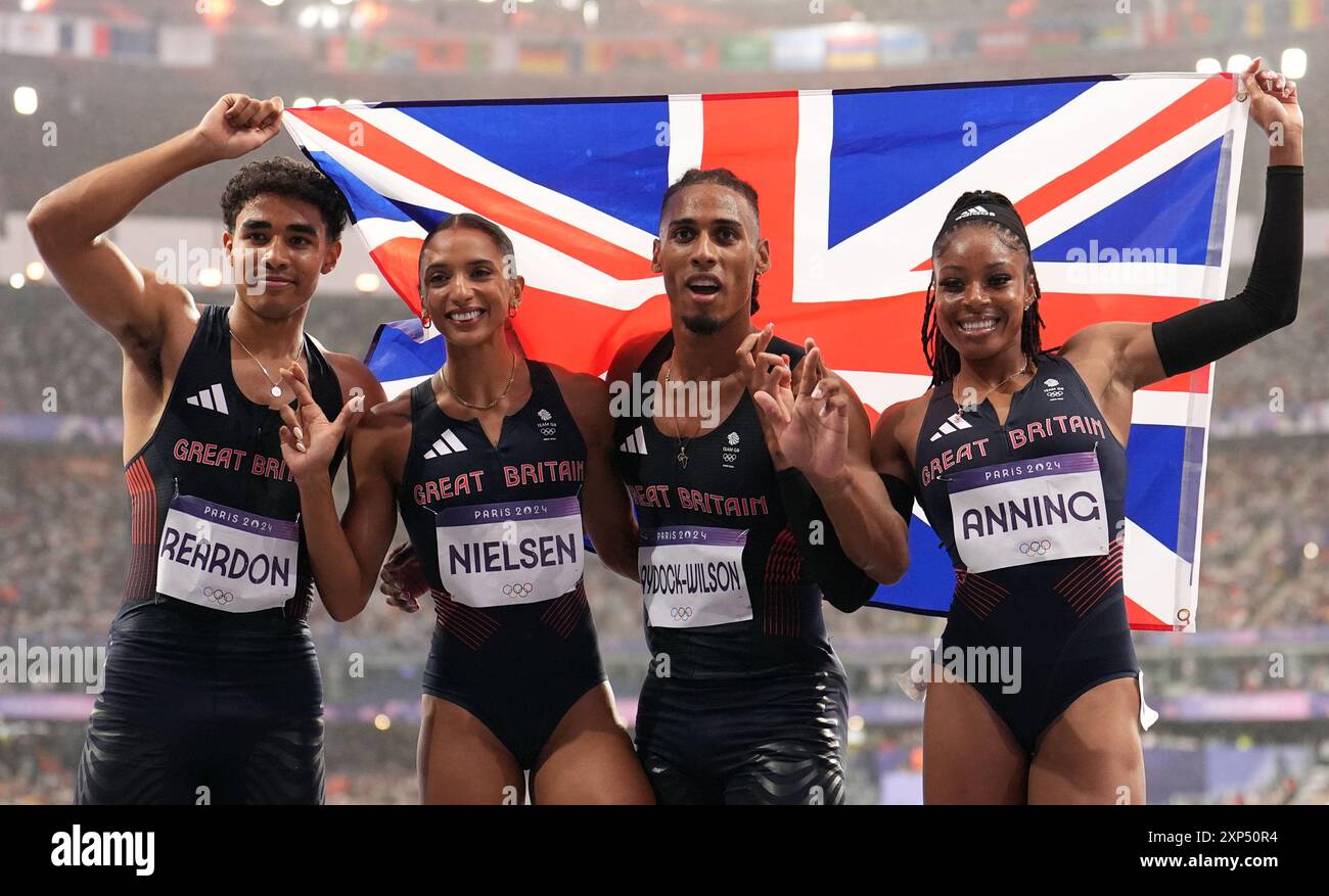 Great Britain's Samuel Reardon, Laviai Nielsen, Alex Haydock-Wilson and ...