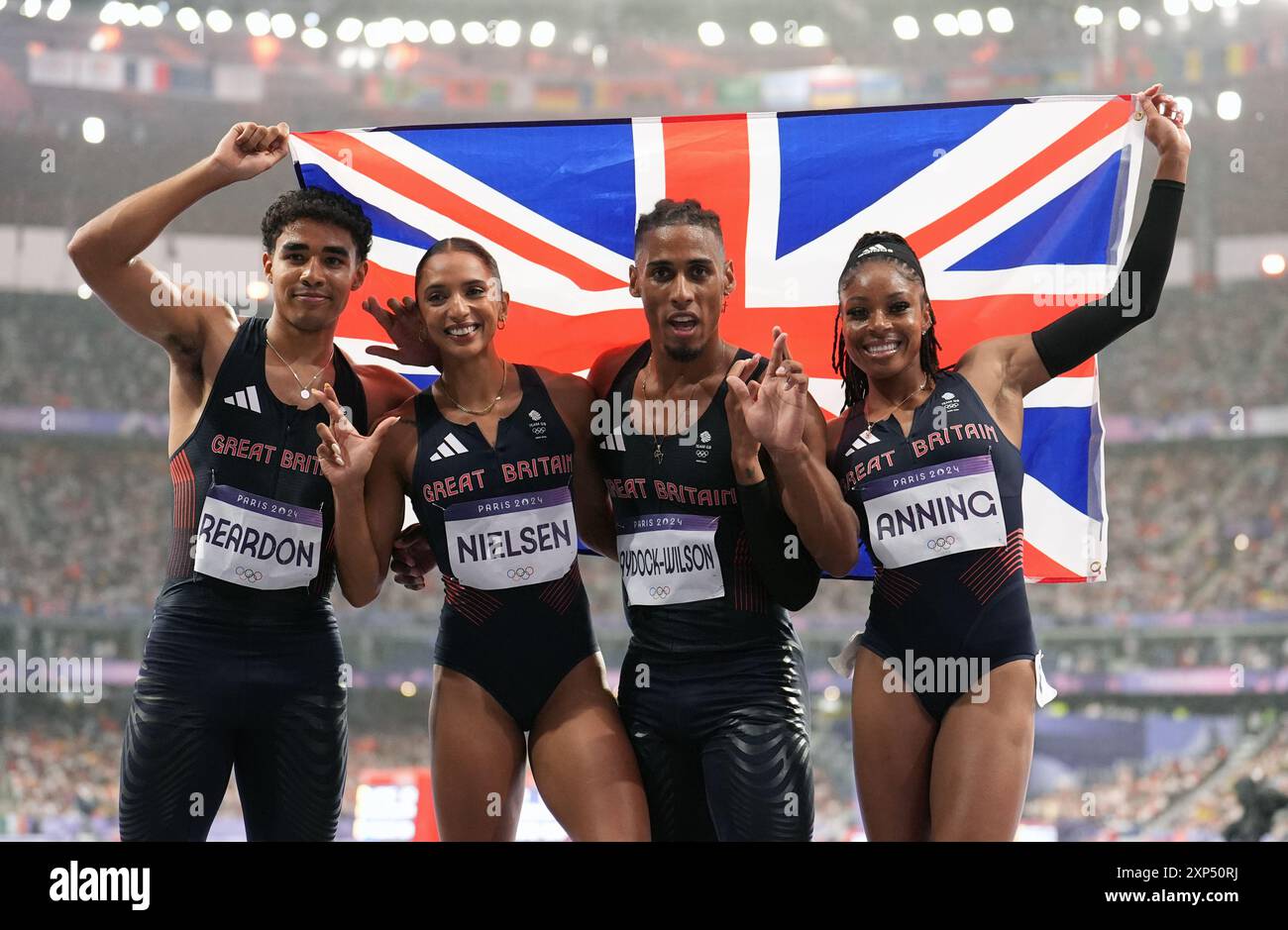Great Britain's Samuel Reardon, Laviai Nielsen, Alex Haydock-Wilson and ...