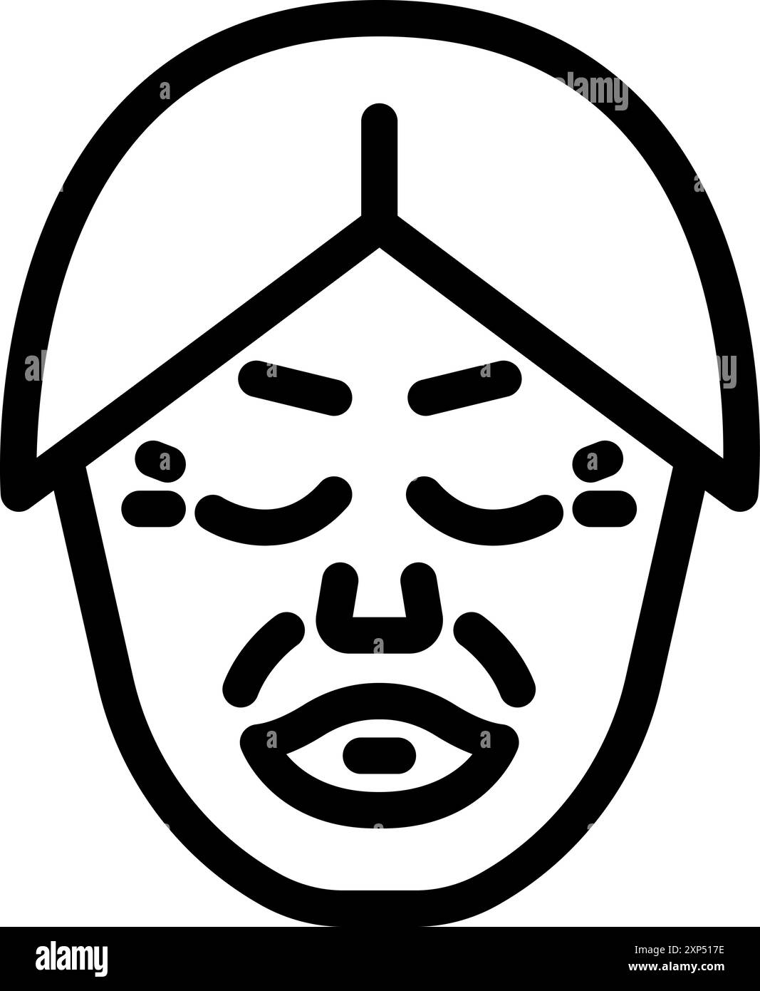 Line art icon of a young woman with traditional face tattoos wearing a ...