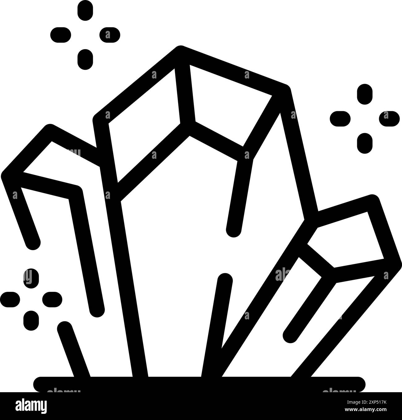 Line art icon of crystals growing, representing concepts like geology ...