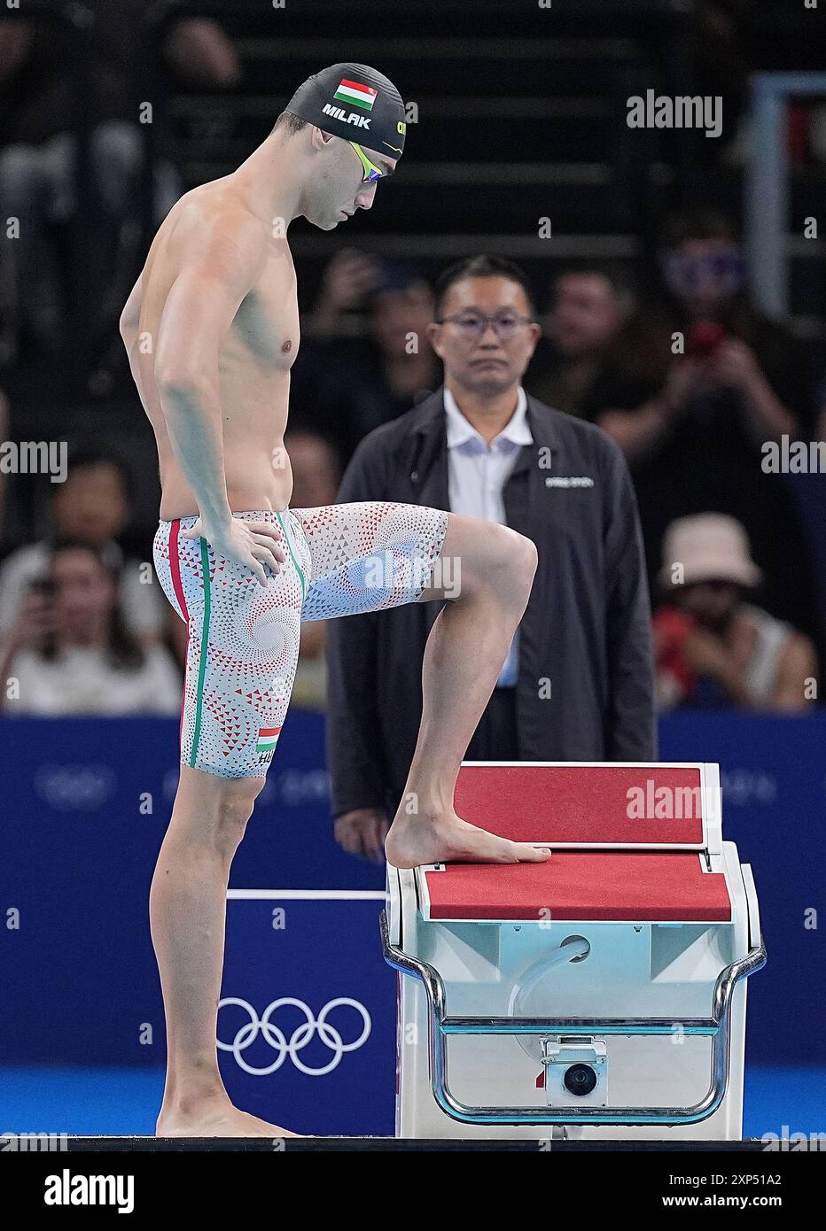 Paris, France. 3rd Aug, 2024. Kristof Milak of Hungary reacts before ...