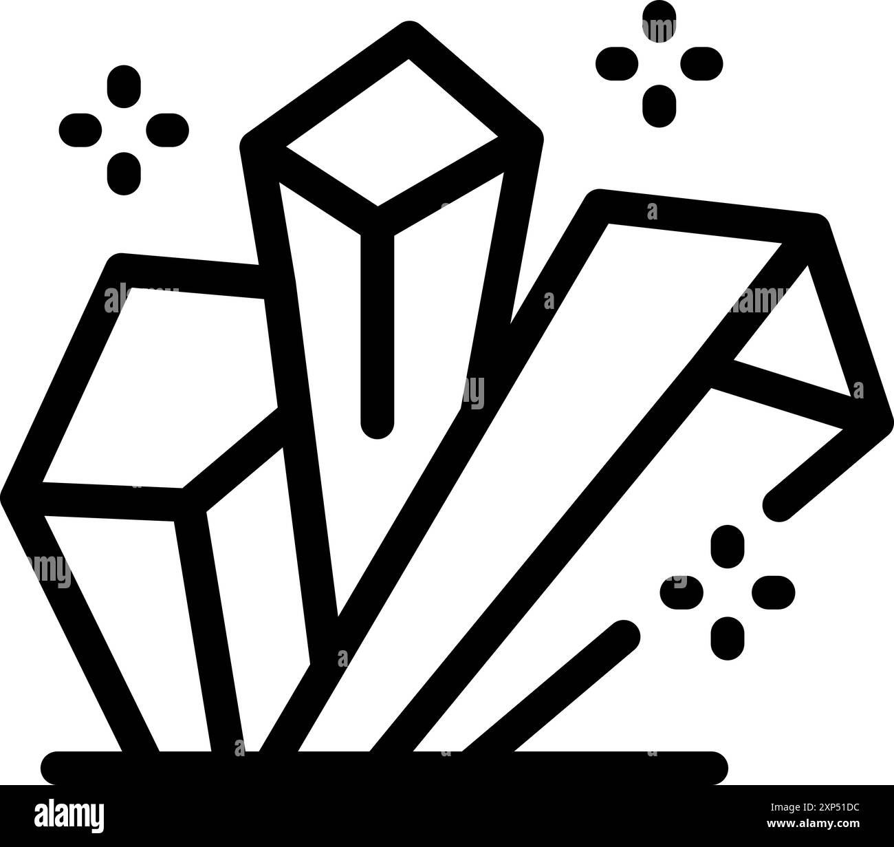 Line art icon of three crystals growing from the ground, sparkling ...