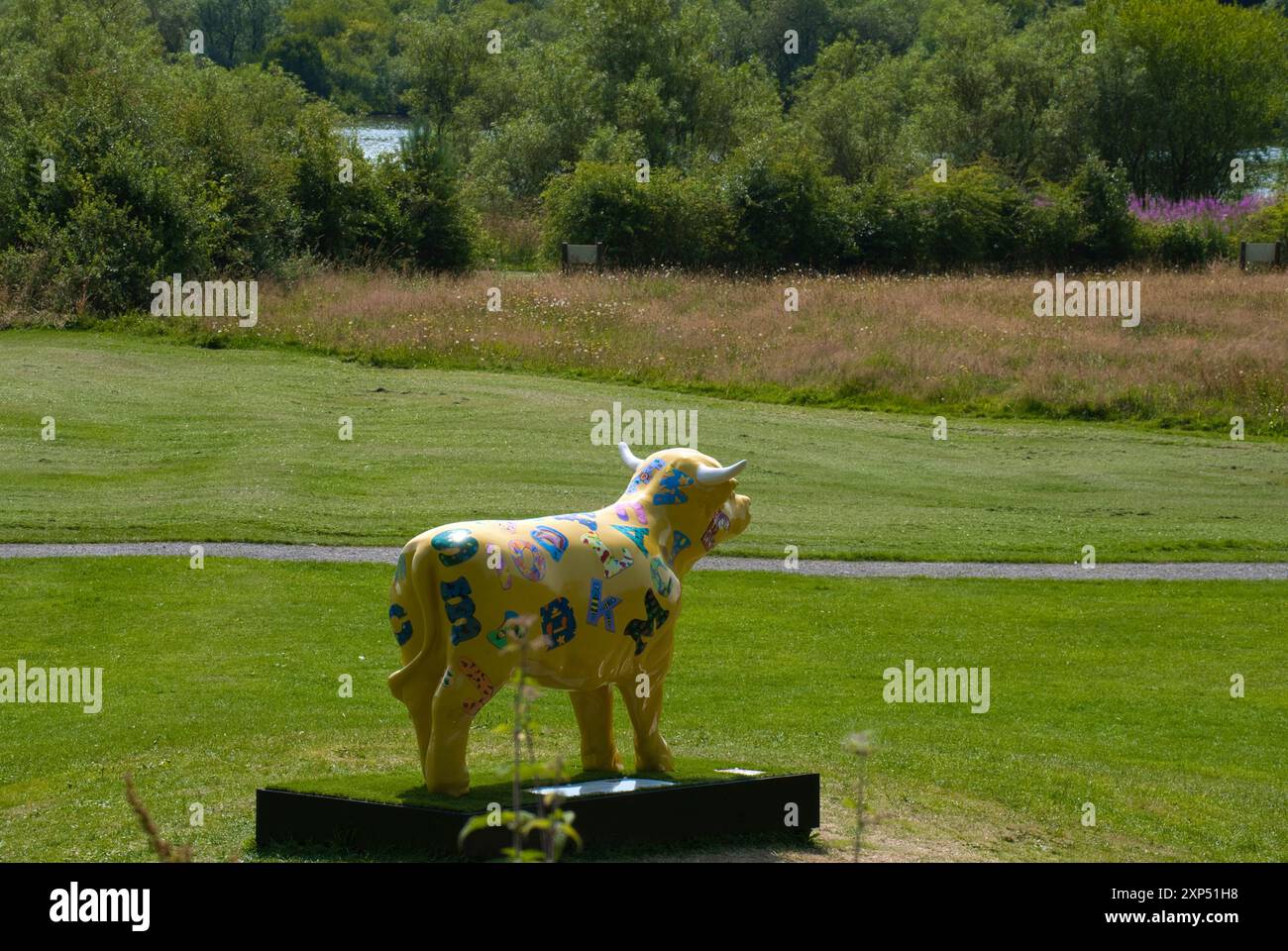 Yellow cow statue at Loch Leven,Scotland Stock Photo - Alamy
