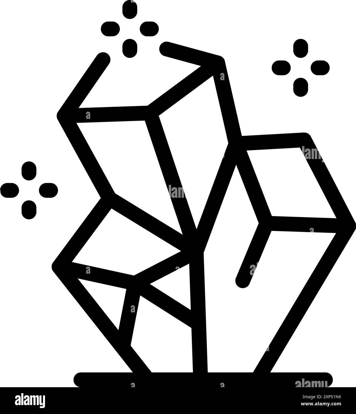 Simple line icon of a crystal structure forming with geometric shapes ...