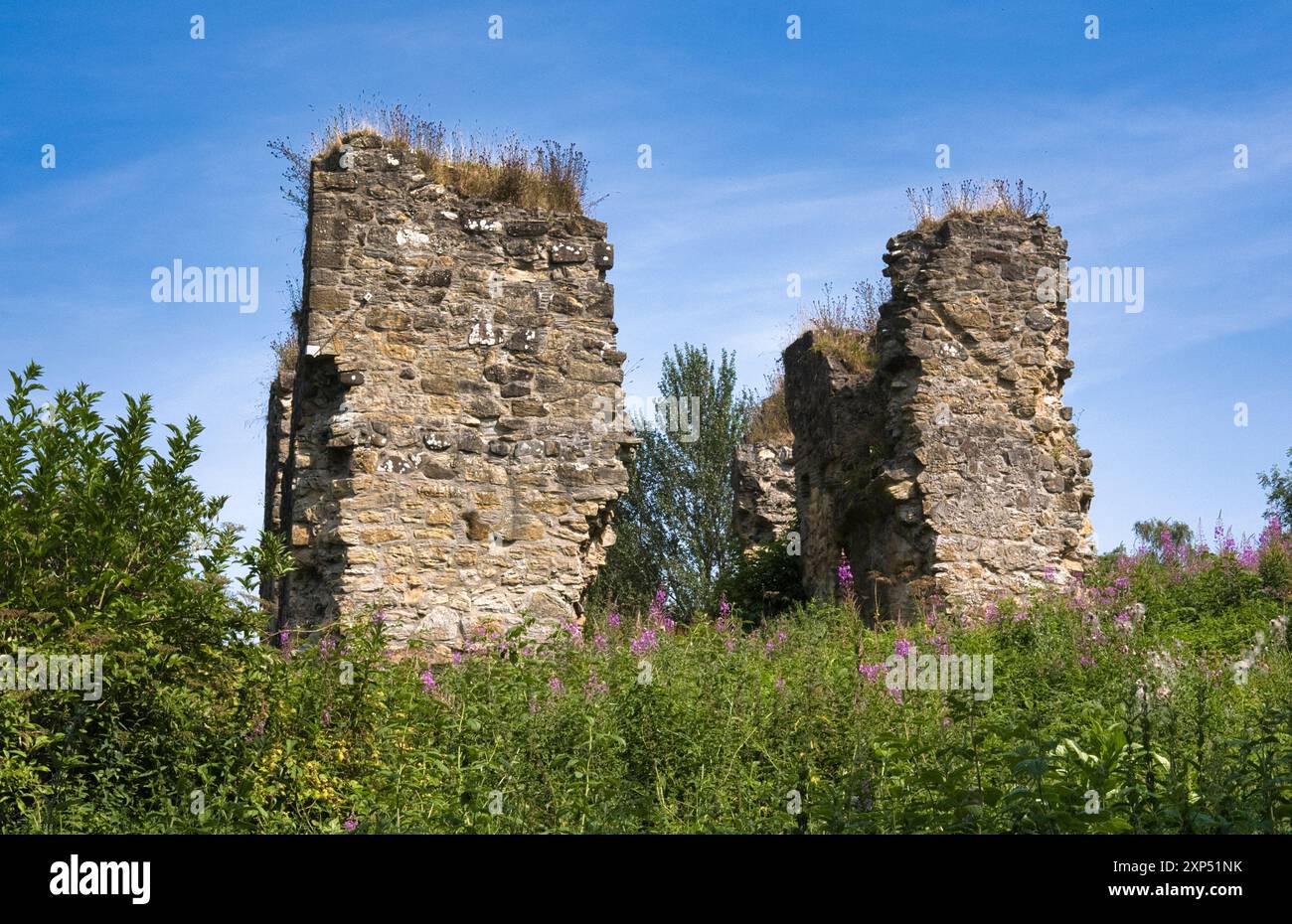 A view of the ruins of Lochore castle in the Kingdom of Fife, Scotland ...