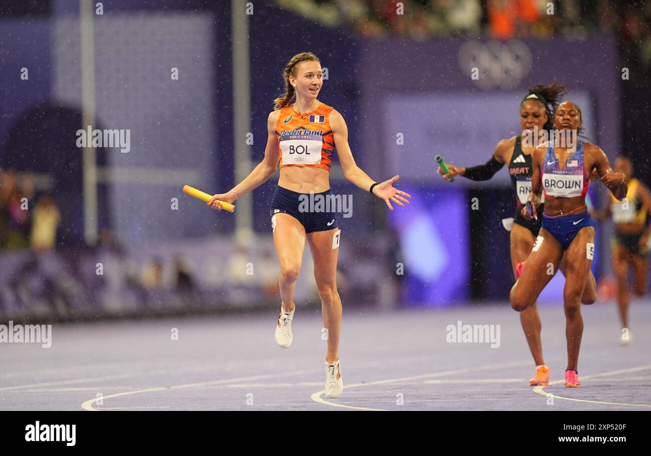 August 03 2024: Netherlands win the 4 X 400M relay mixed Final on Day 8 ...