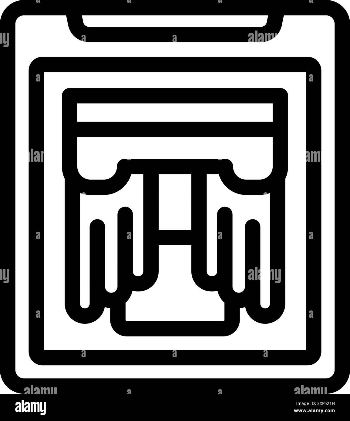 Simple black and white icon of a washing machine display showing a ...