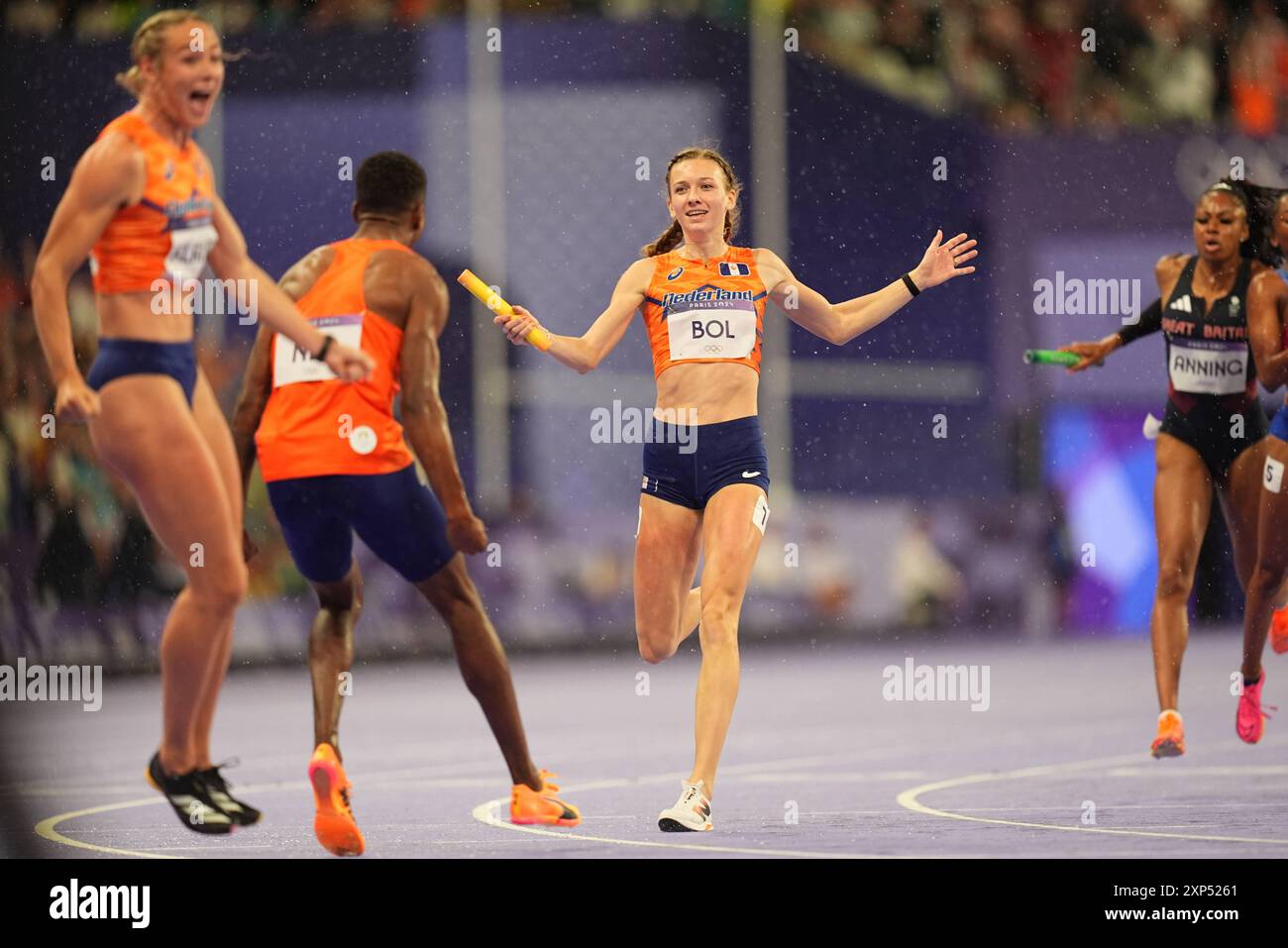August 03 2024: Netherlands win the 4 X 400M relay mixed Final on Day 8 ...