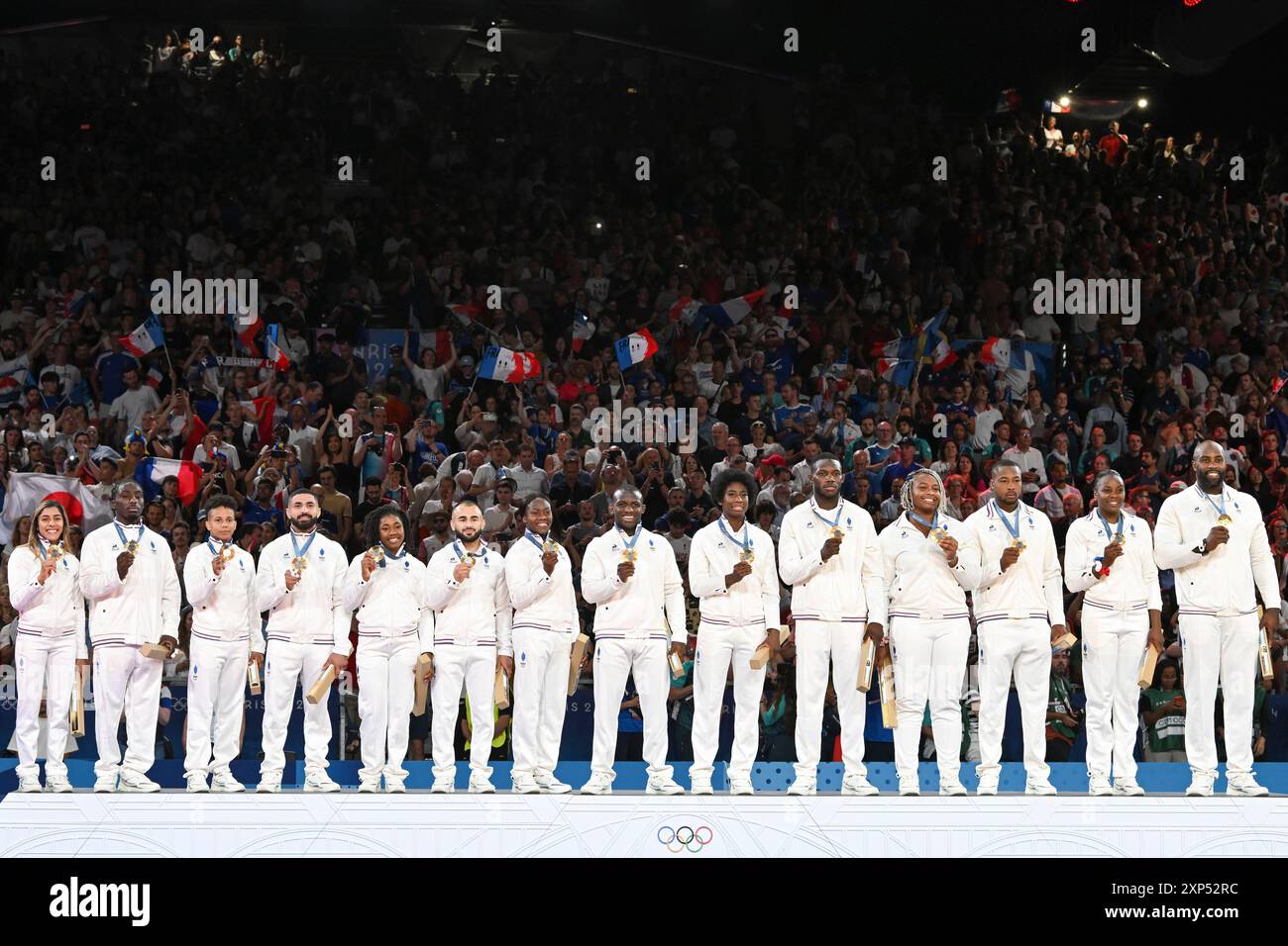 Paris, France. 03rd Aug, 2024. Team France Gold medal, Judo, Mixed Team ...