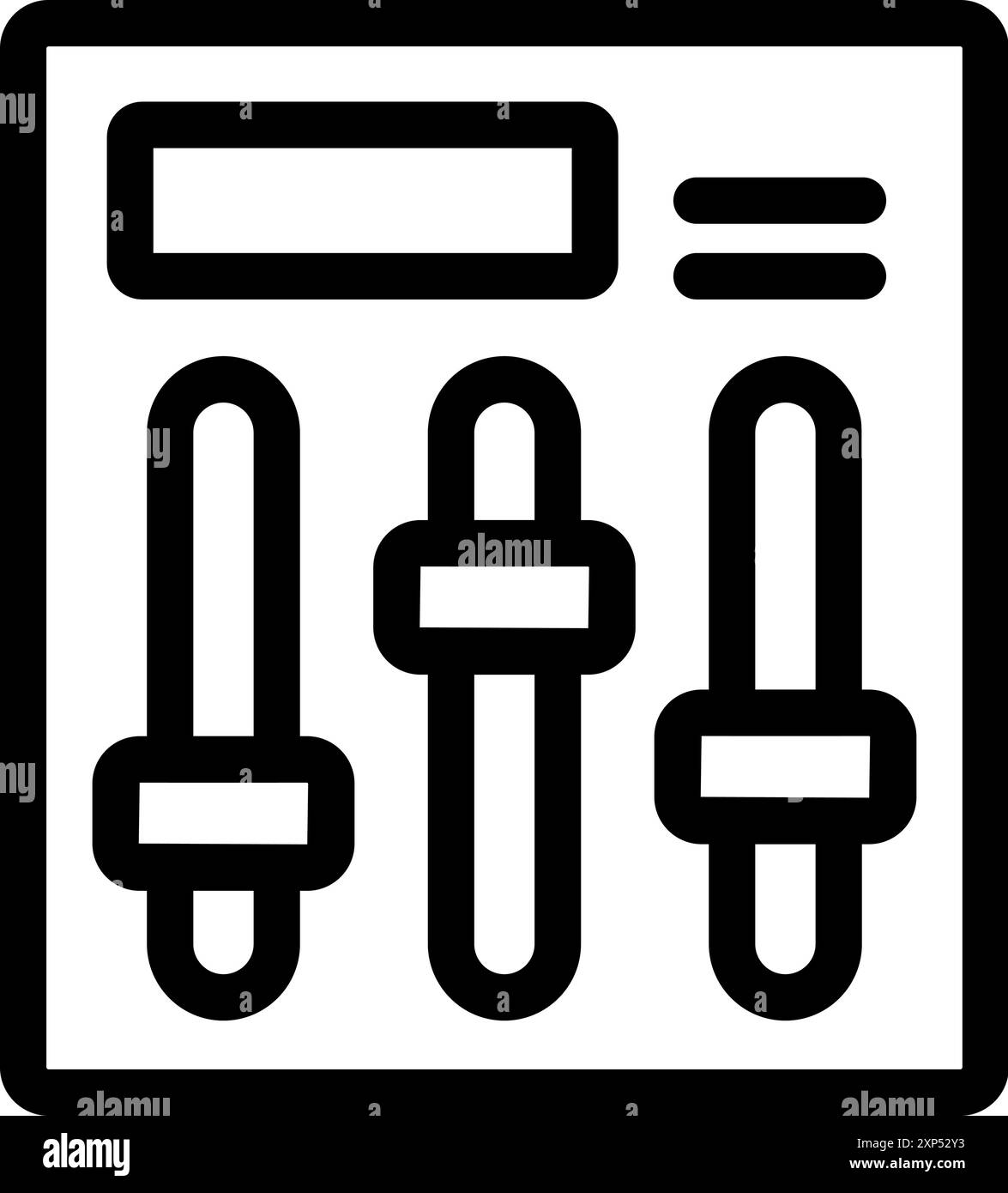 Simple icon of a control panel interface with three vertical sliders ...