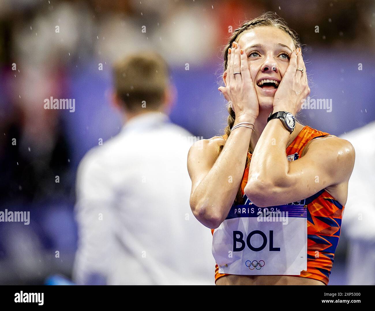 Paris, France. 3rd Aug 2024. PARIS - Femke Bol crosses the finish line ...