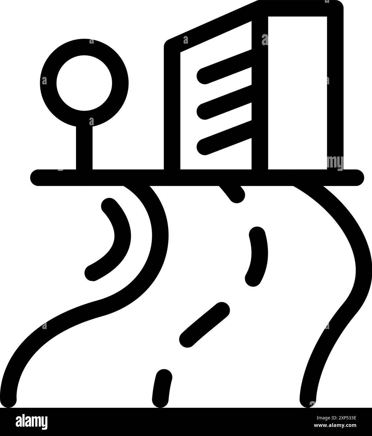 Line art illustration depicting the dangers of riverbank erosion on ...