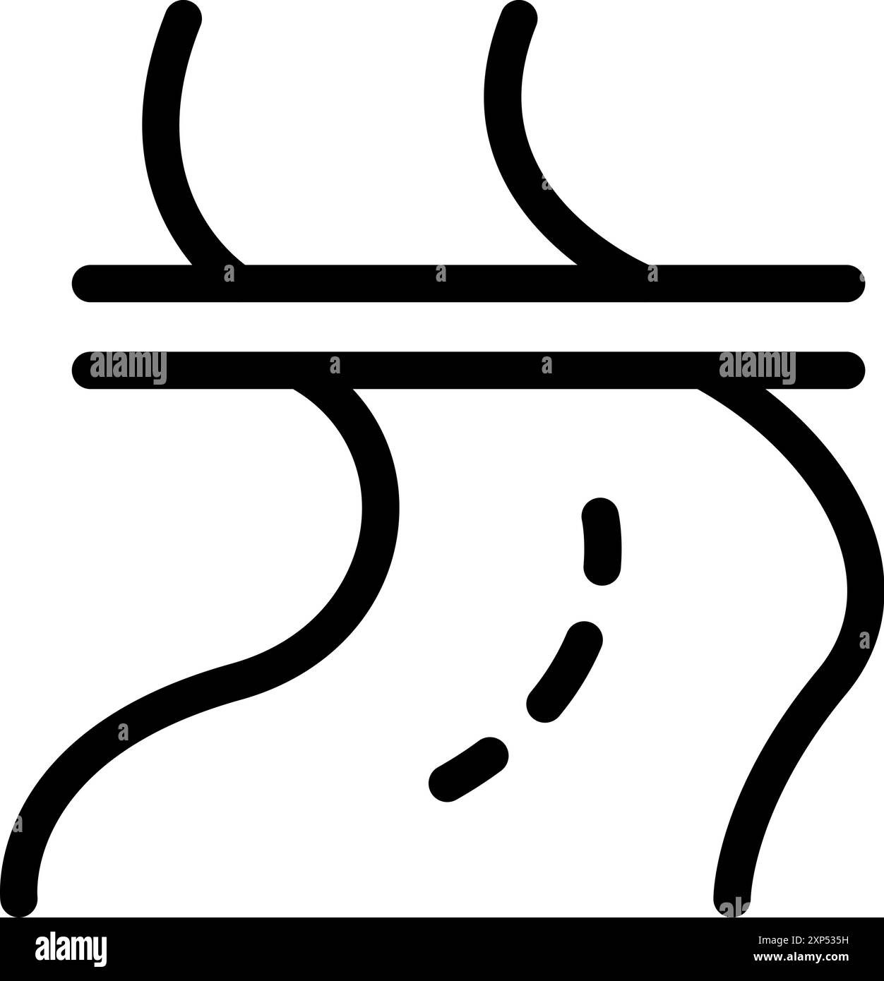 Simple, bold line icon of a road merging into a highway, perfect for ...