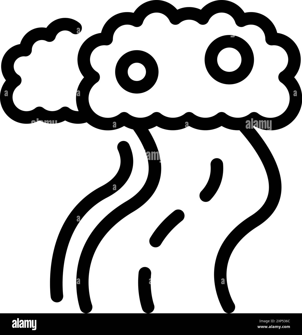 Simple line art illustration of a mushroom cloud rising after a nuclear ...