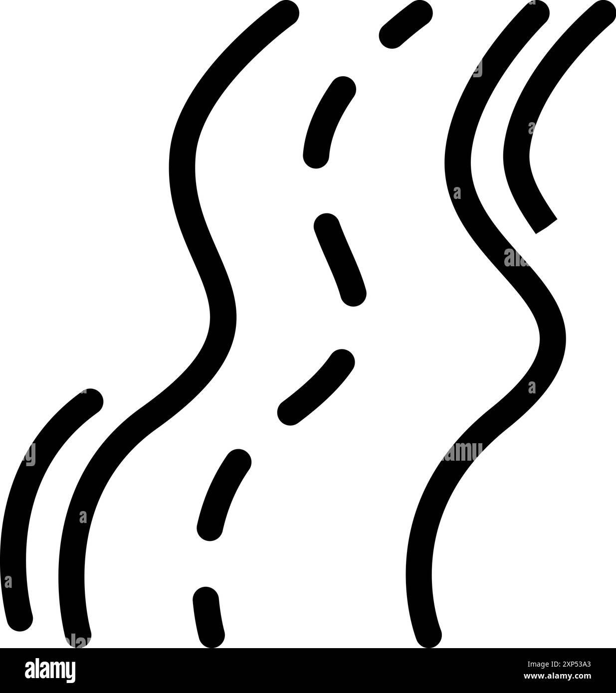 Simple icon depicting a wavy road leading to success and the ...