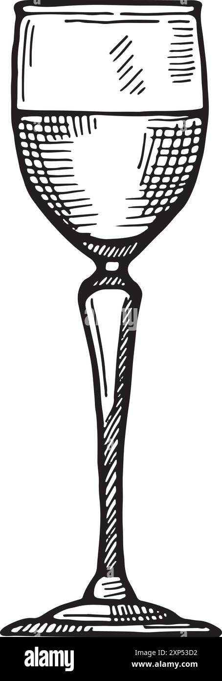 White wine glass. Dry alcohol drink illustration Stock Vector Image ...
