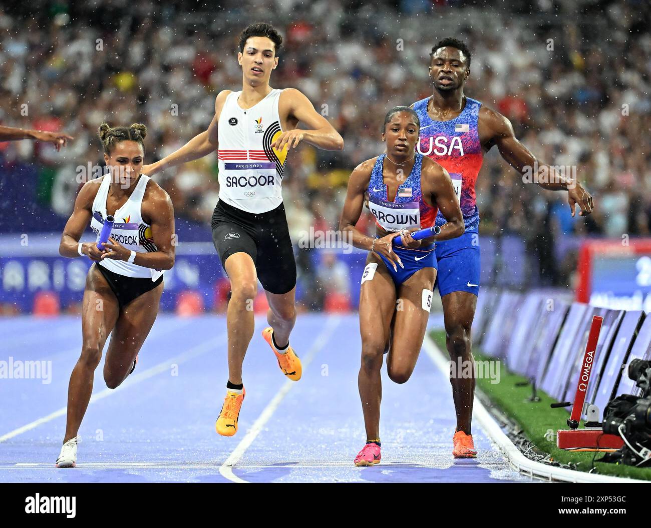 Paris, France. 3rd Aug, 2024. Kaylyn Brown (front R) and Bryce Deadmon ...