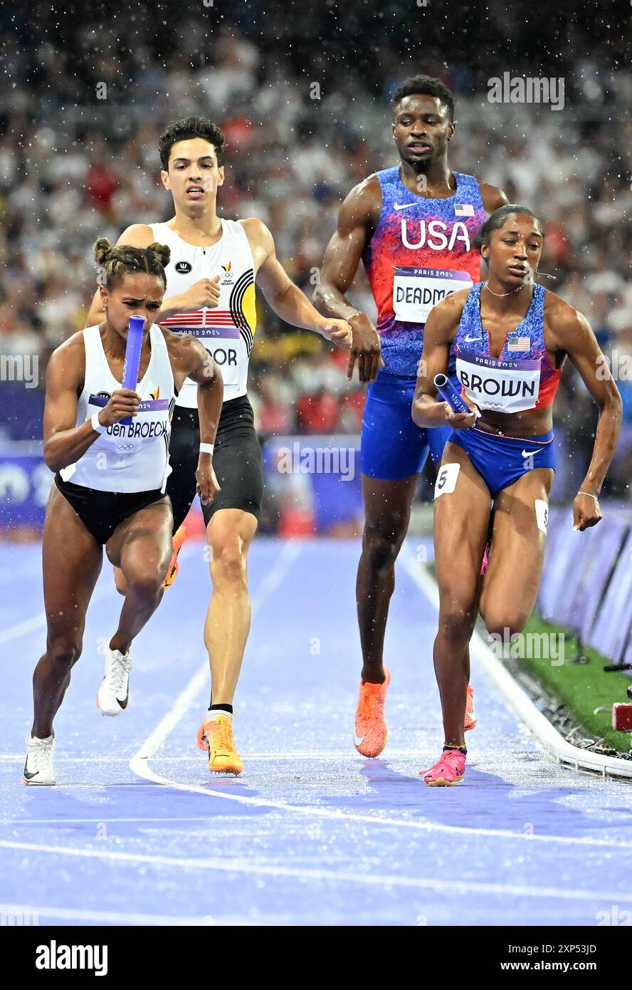 Paris, France. 3rd Aug, 2024. Kaylyn Brown (front R) and Bryce Deadmon ...