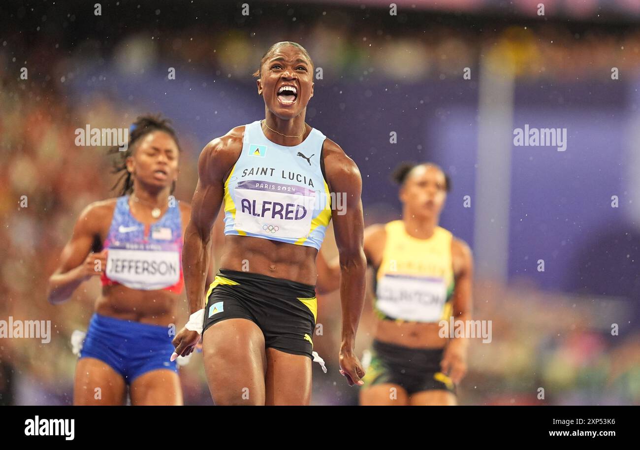 August 03 2024: Julien Alfred (Saint Lucia) winning gold at Women's ...