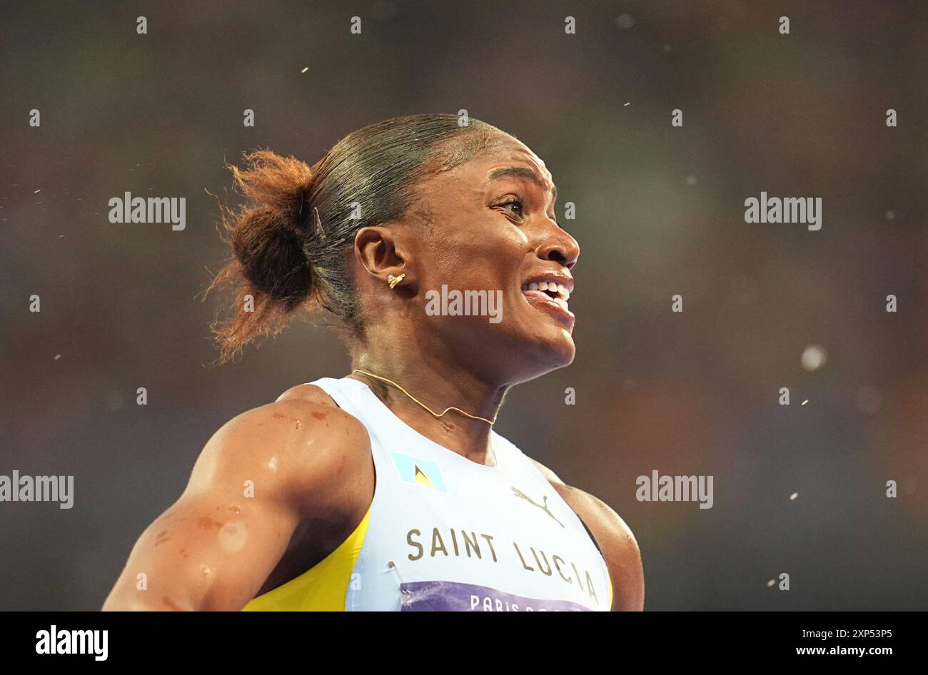 August 03 2024: Julien Alfred (Saint Lucia) winning gold at Women's ...