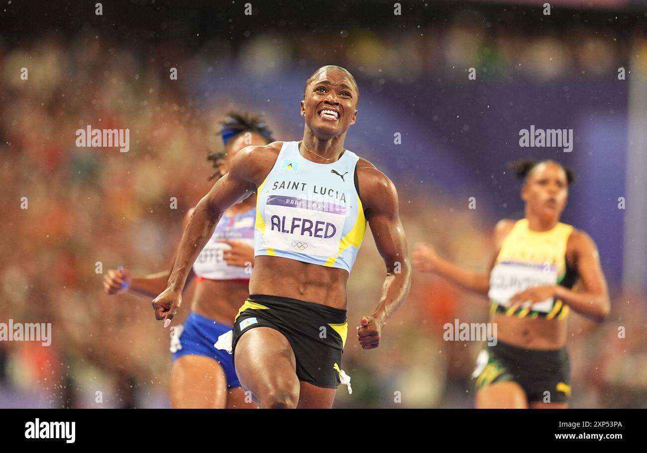 August 03 2024: Julien Alfred (Saint Lucia) winning gold at Women's ...