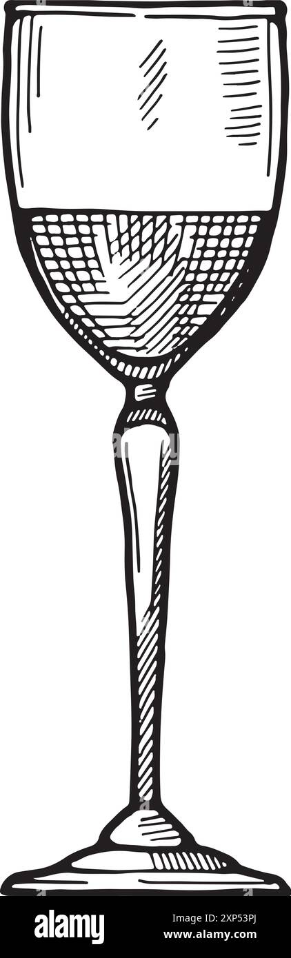 Wine glass chalk drawing. Drink menu symbol Stock Vector Image & Art ...