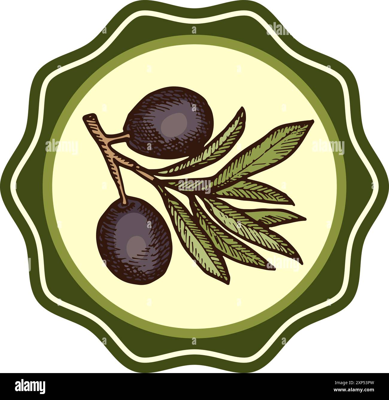 Round olive label. Virgin oil tag template Stock Vector Image & Art - Alamy