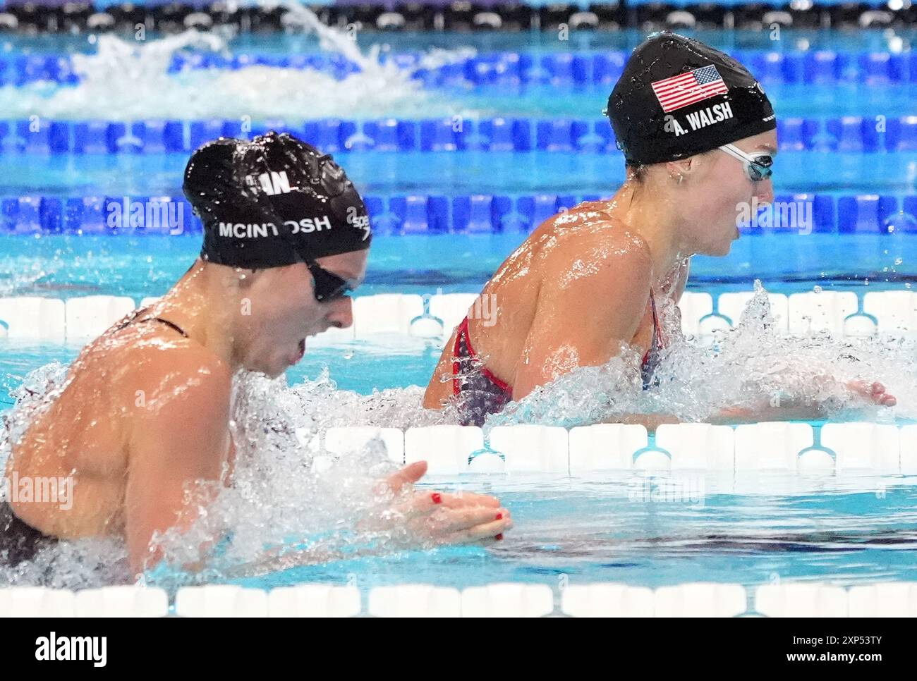 Paris, France. 03rd Aug, 2024. Summer McIntosh of Canada and Alex Walsh ...