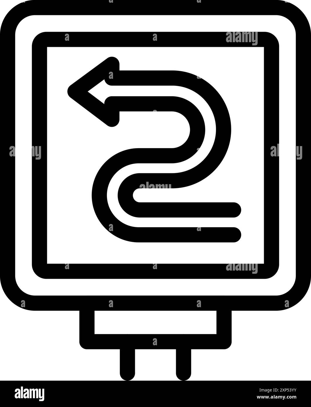 Simple black and white icon of a road sign showing a double bend to the ...