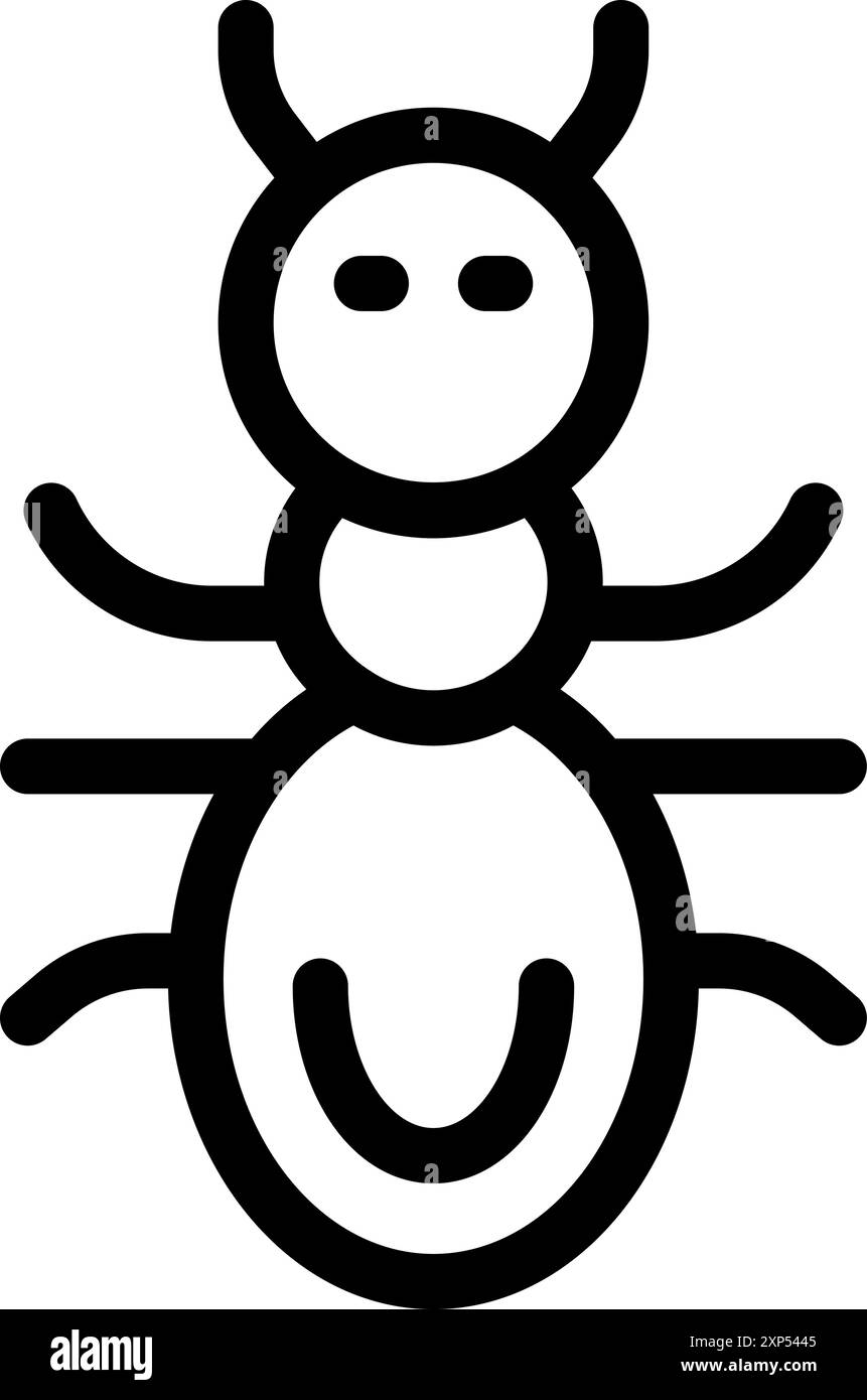 Simple black and white logo of an ant with six legs and two antennae ...