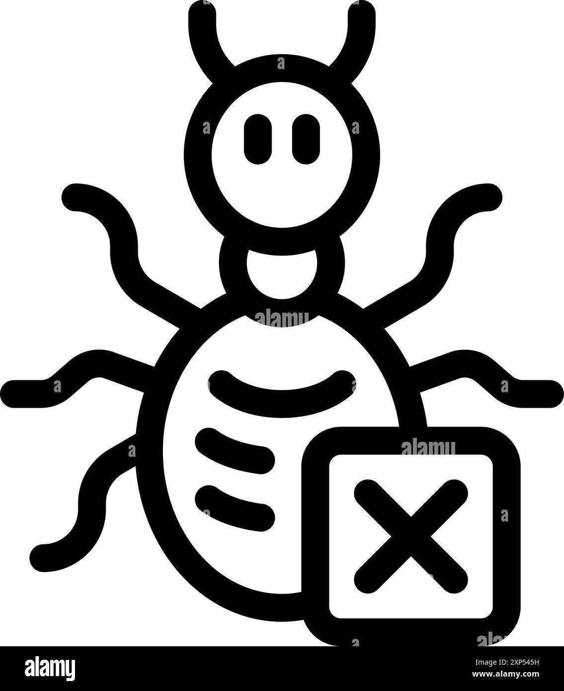 Simple icon of an ant with a cross sign, representing pest control and ...