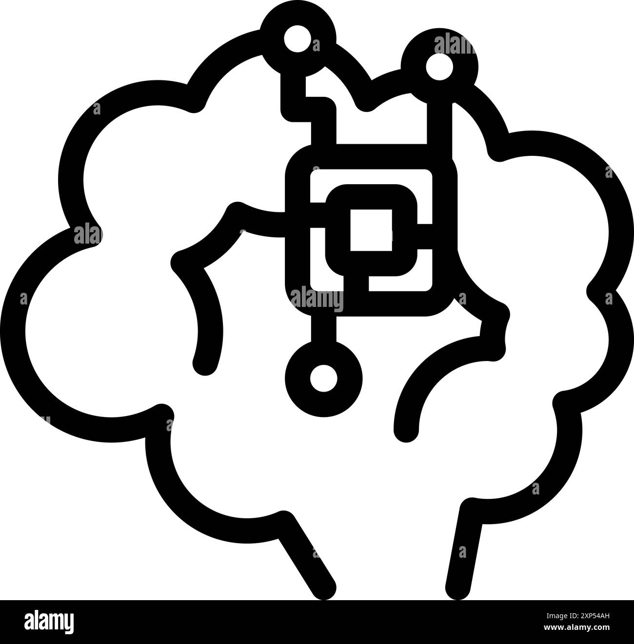 Icon of a brain chip connecting with artificial intelligence using ...