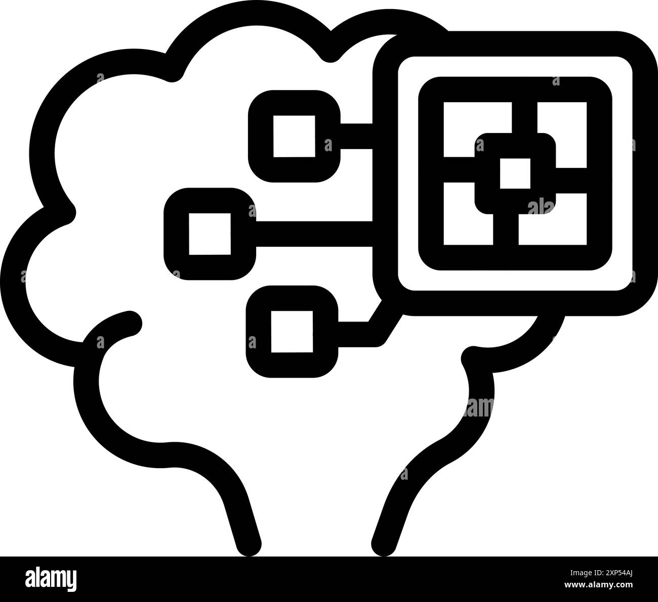 Icon of an ai chip connecting to a cloud computing system, representing ...