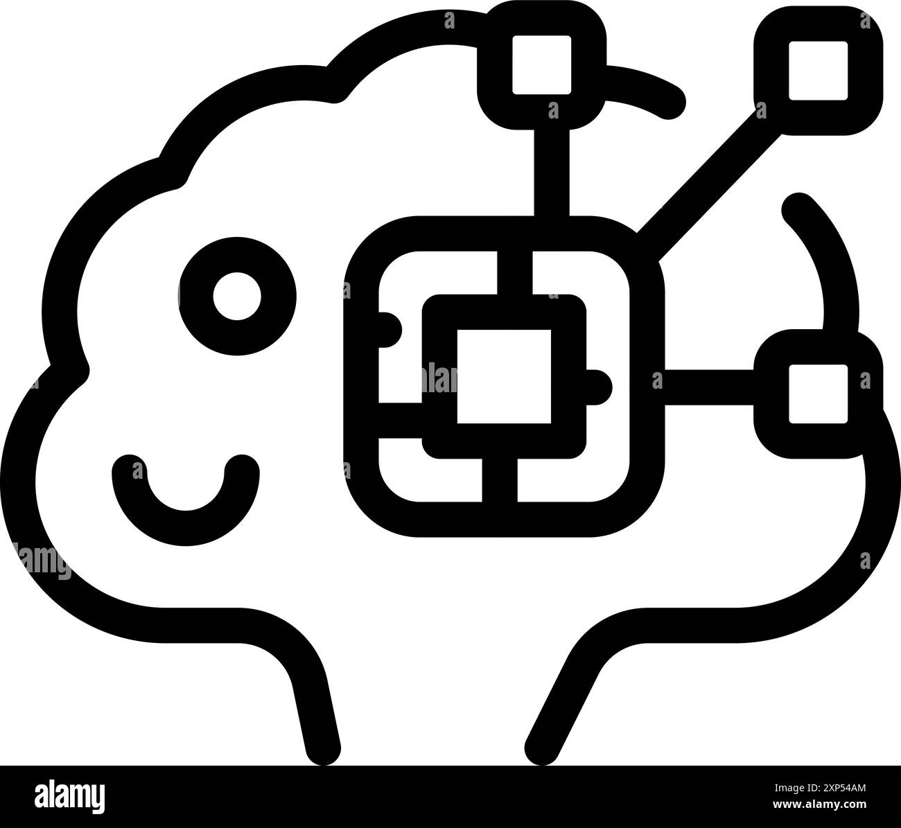 Artificial intelligence is learning and processing data, cpu inside brain is thinking, machine ...