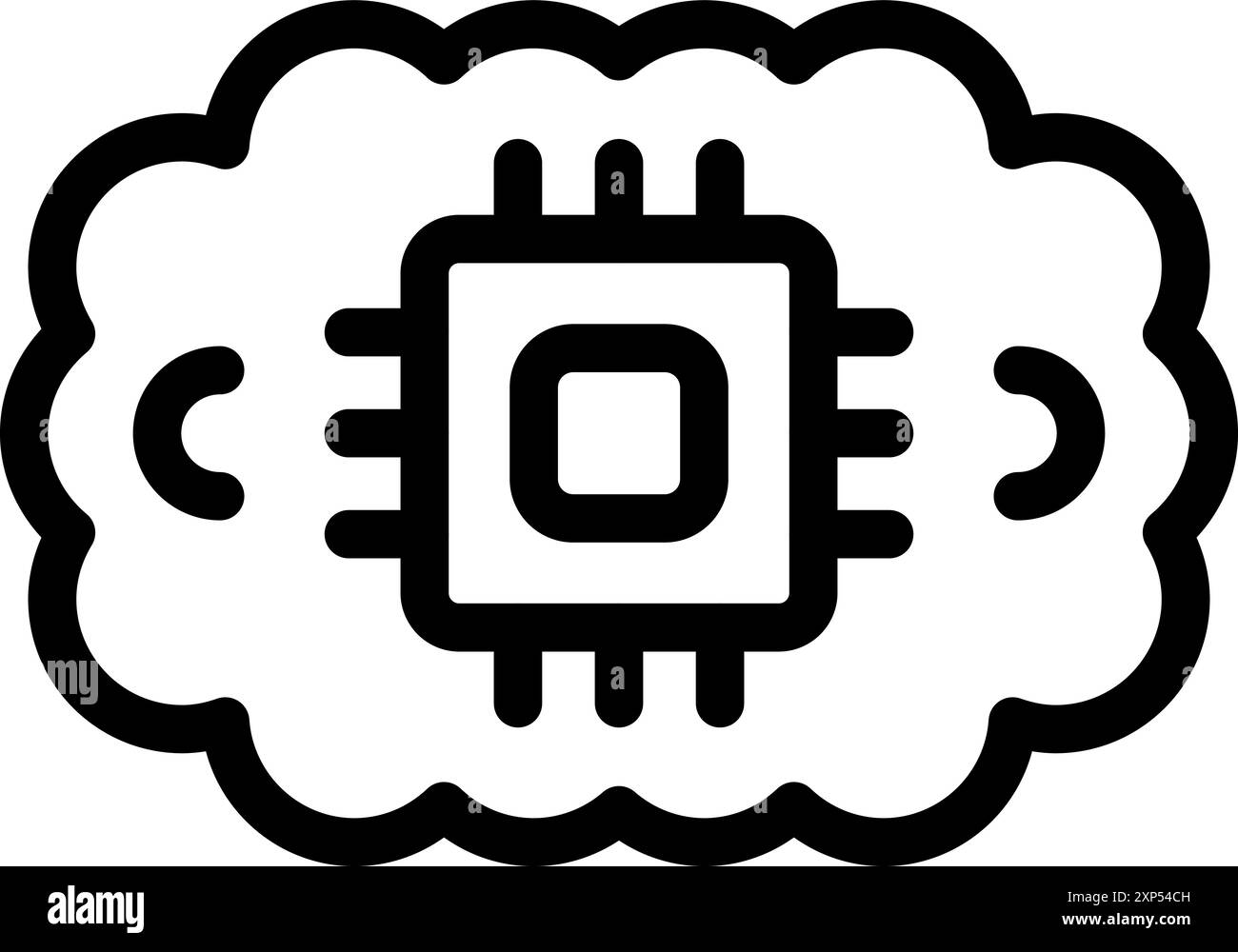 Simple icon of a cpu processing data within a cloud shape representing ...