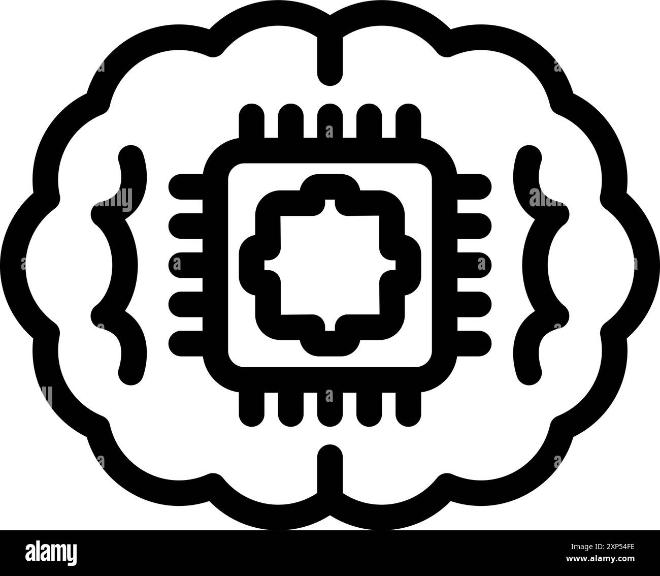 Simple bold outline icon representing artificial intelligence and ...