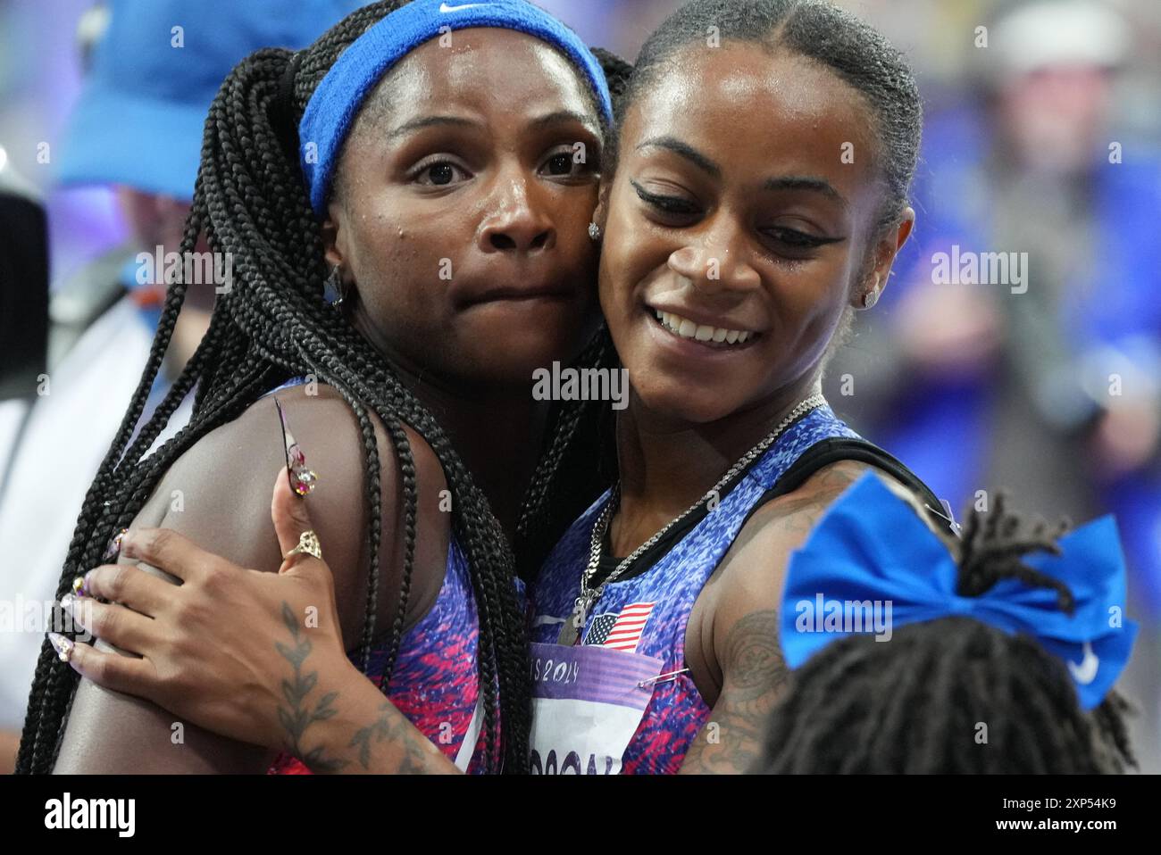 Paris, France. 03rd Aug, 2024. Silver medalist Sha'carri Richardson of ...