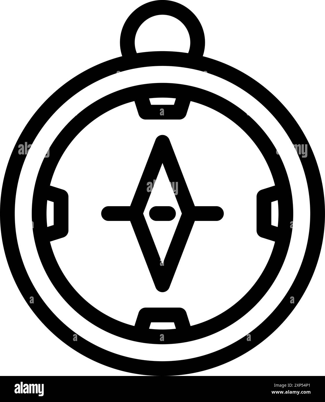 Line art icon of a compass pointing north, perfect for projects related ...
