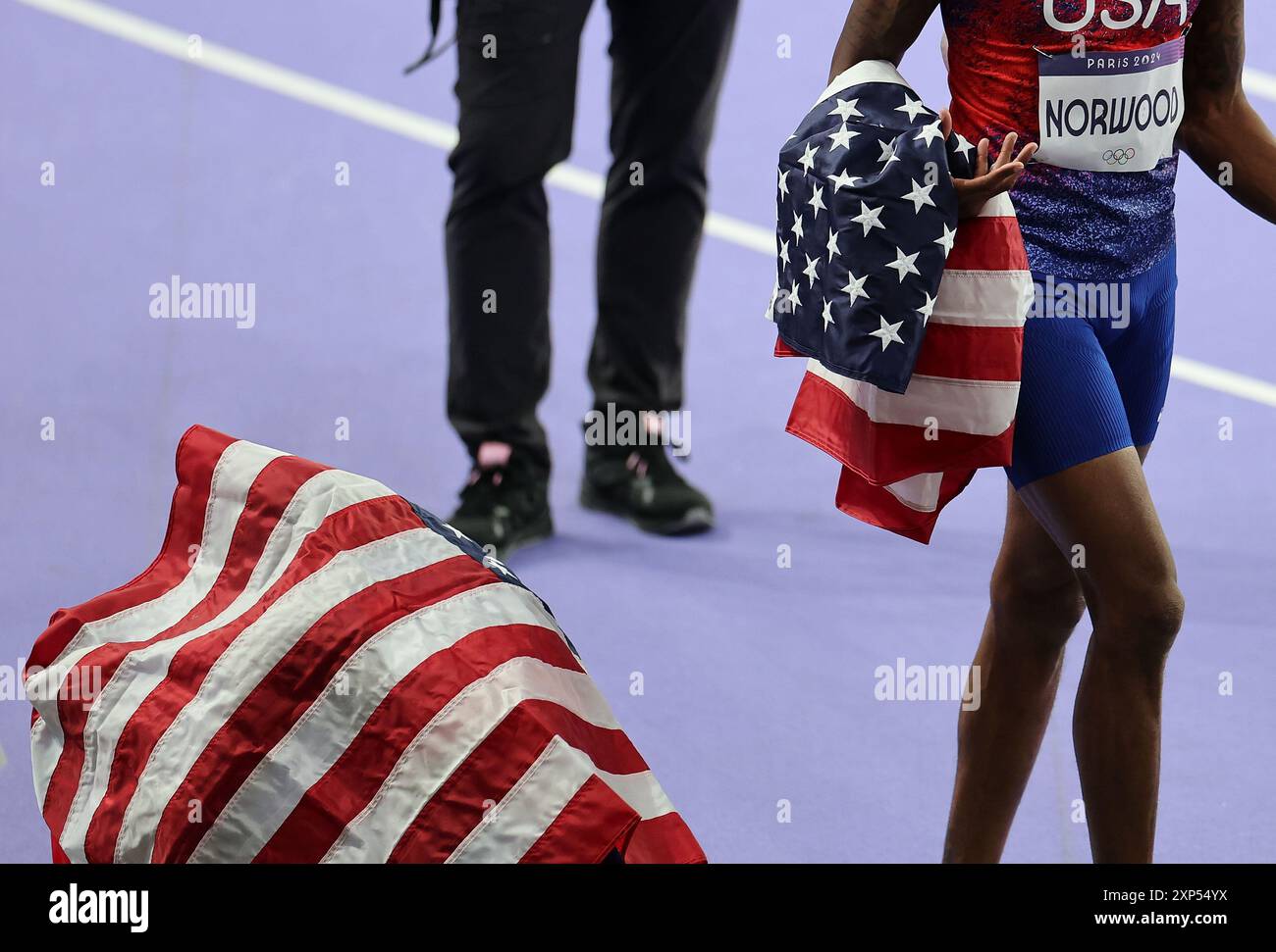 Paris, France. 3rd Aug, 2024. Vernon Norwood of team USA reacts after ...