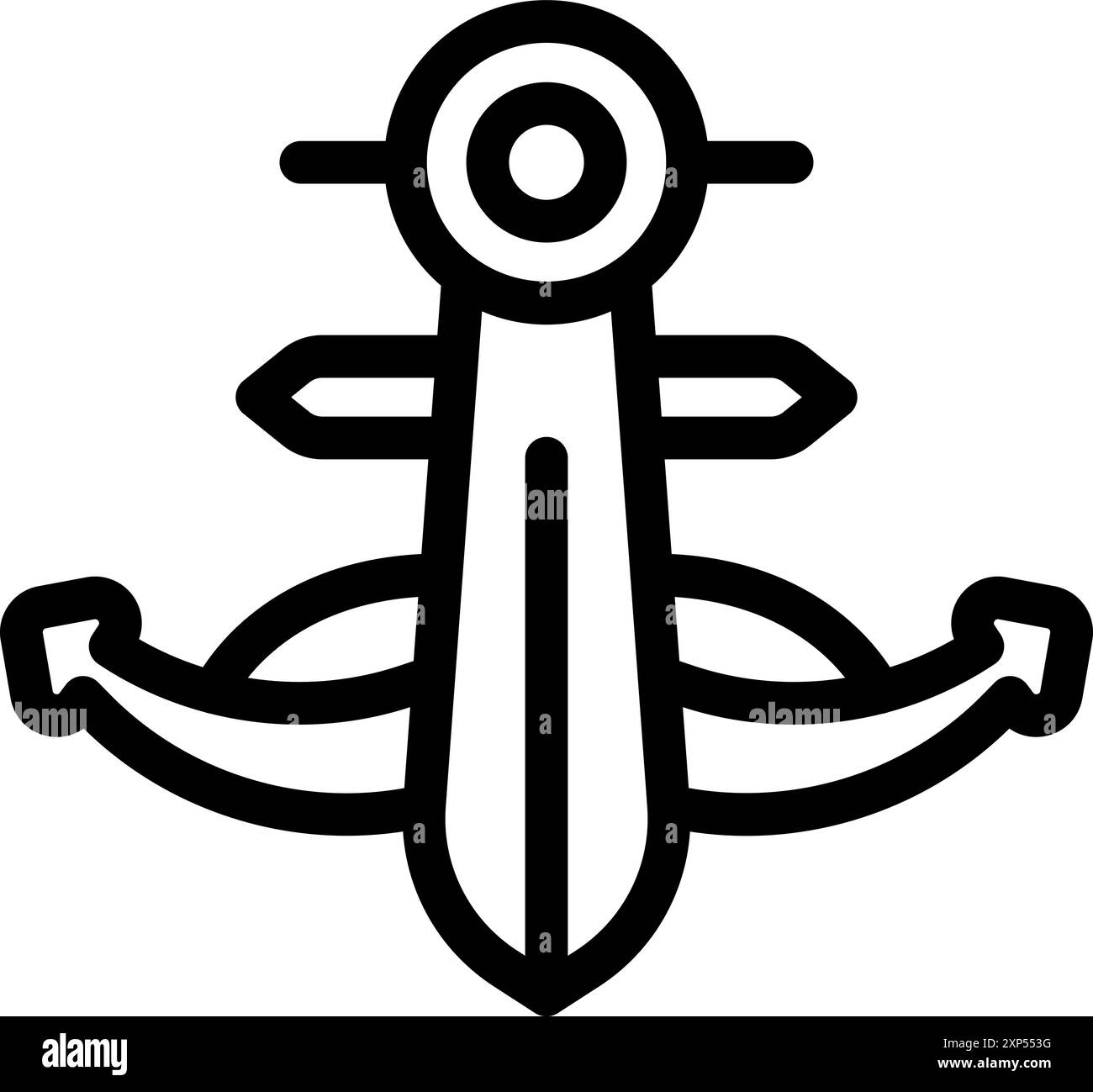 Simple black and white anchor icon with rounded edges, symbolizing ...