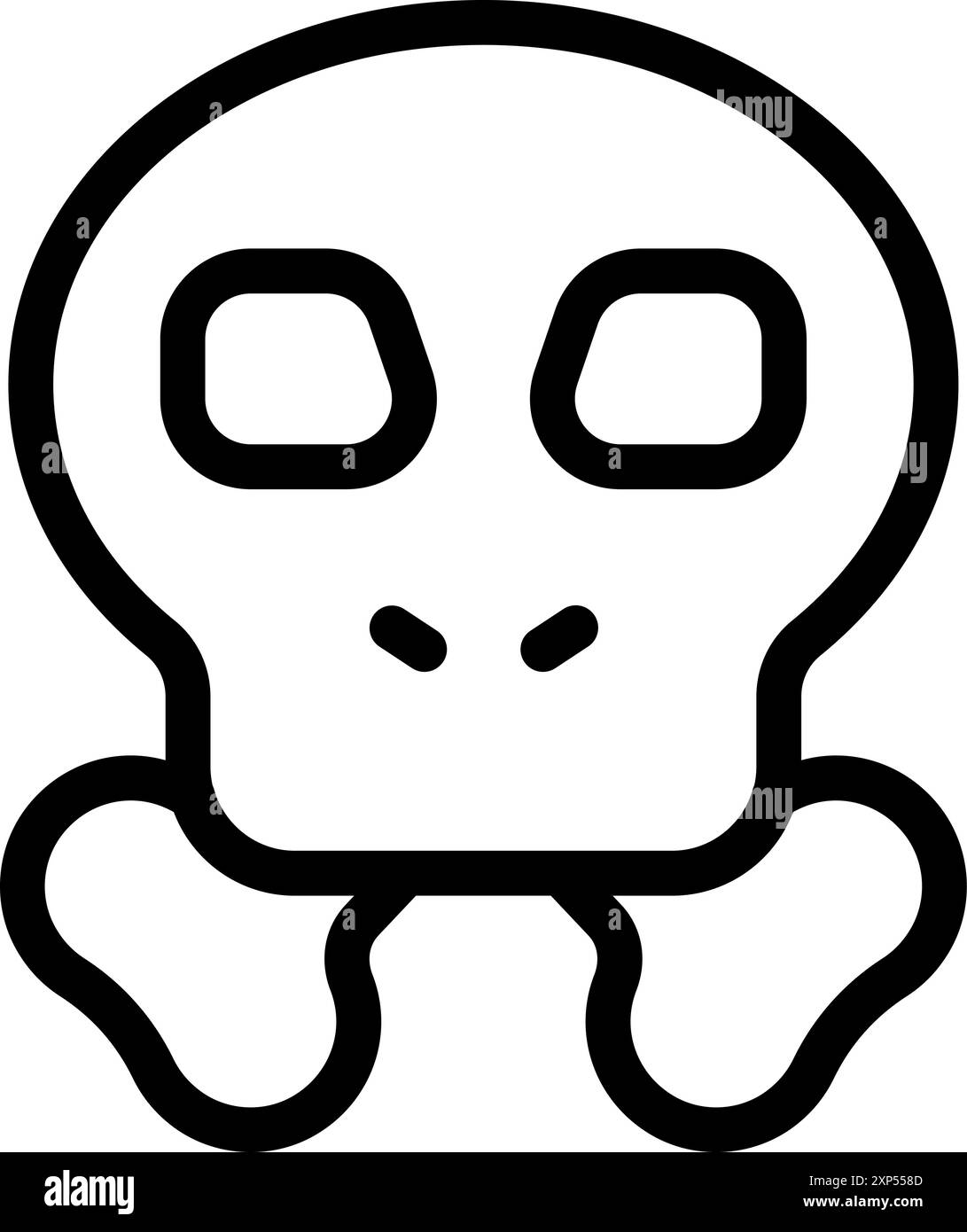 Simple black and white line art illustration of a human skull and ...